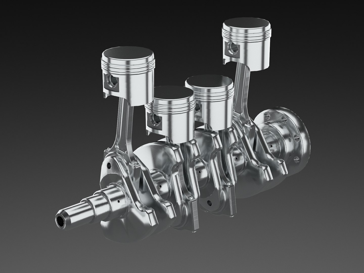 3D 4 Cylinder Inline Engine Pistons Camshaft - TurboSquid 1806483