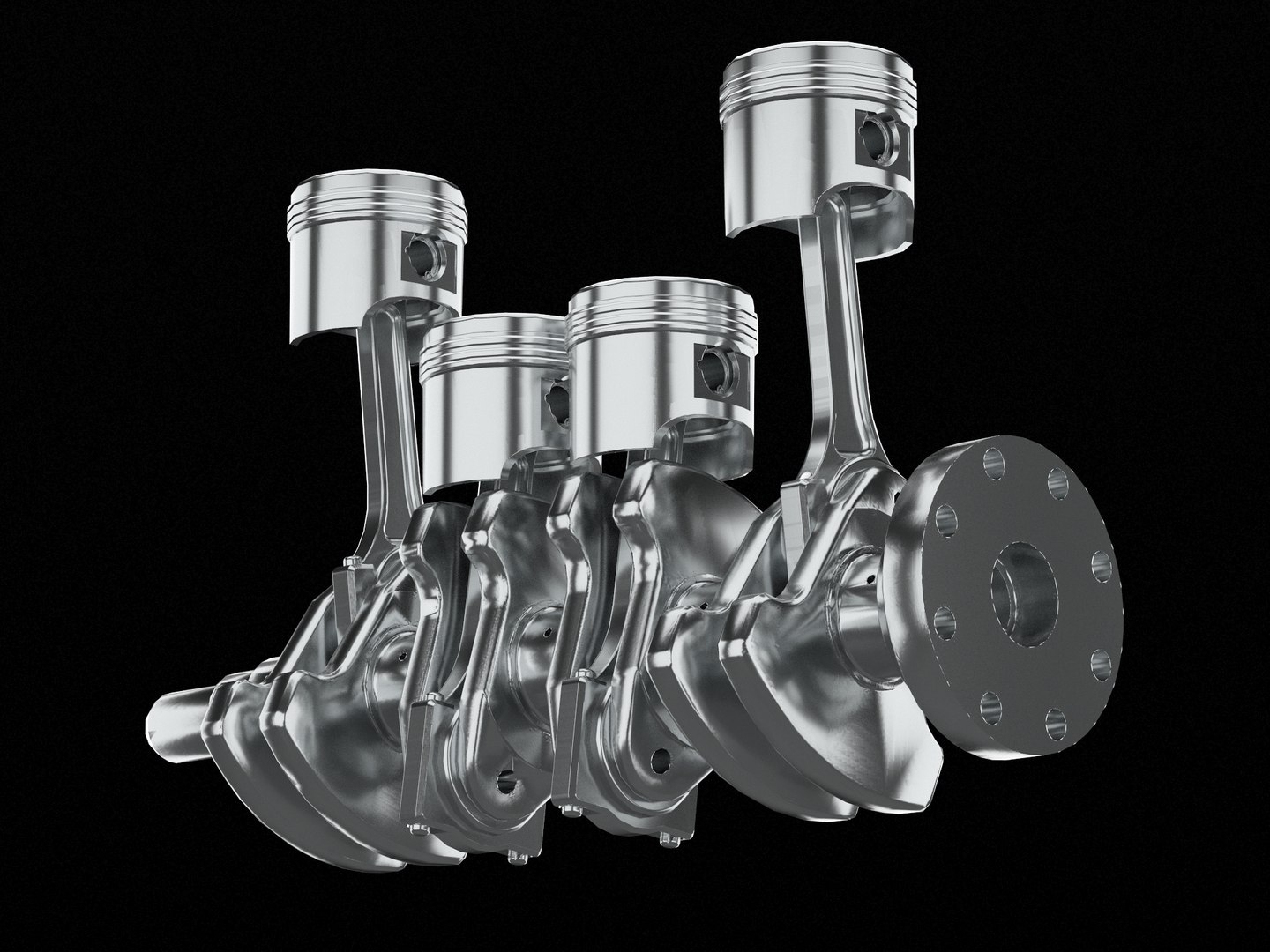 3D 4 Cylinder Inline Engine Pistons Camshaft - TurboSquid 1806483