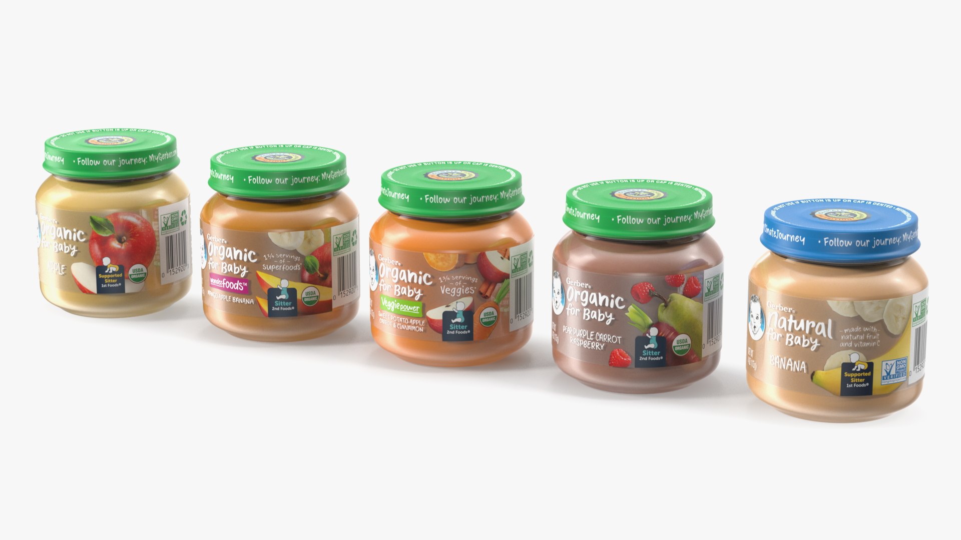 3D Gerber Fruit Baby Food Jars 113g Set - TurboSquid 2101465