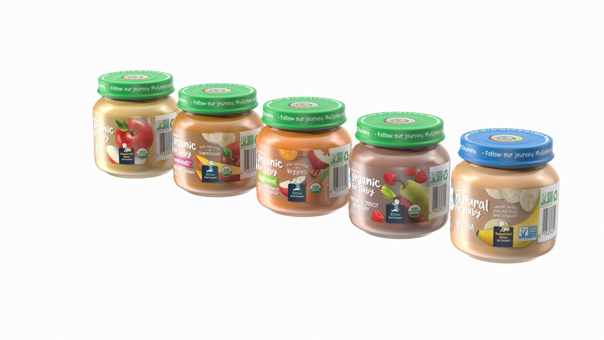 3D Gerber Fruit Baby Food Jars 113g Set - TurboSquid 2101465