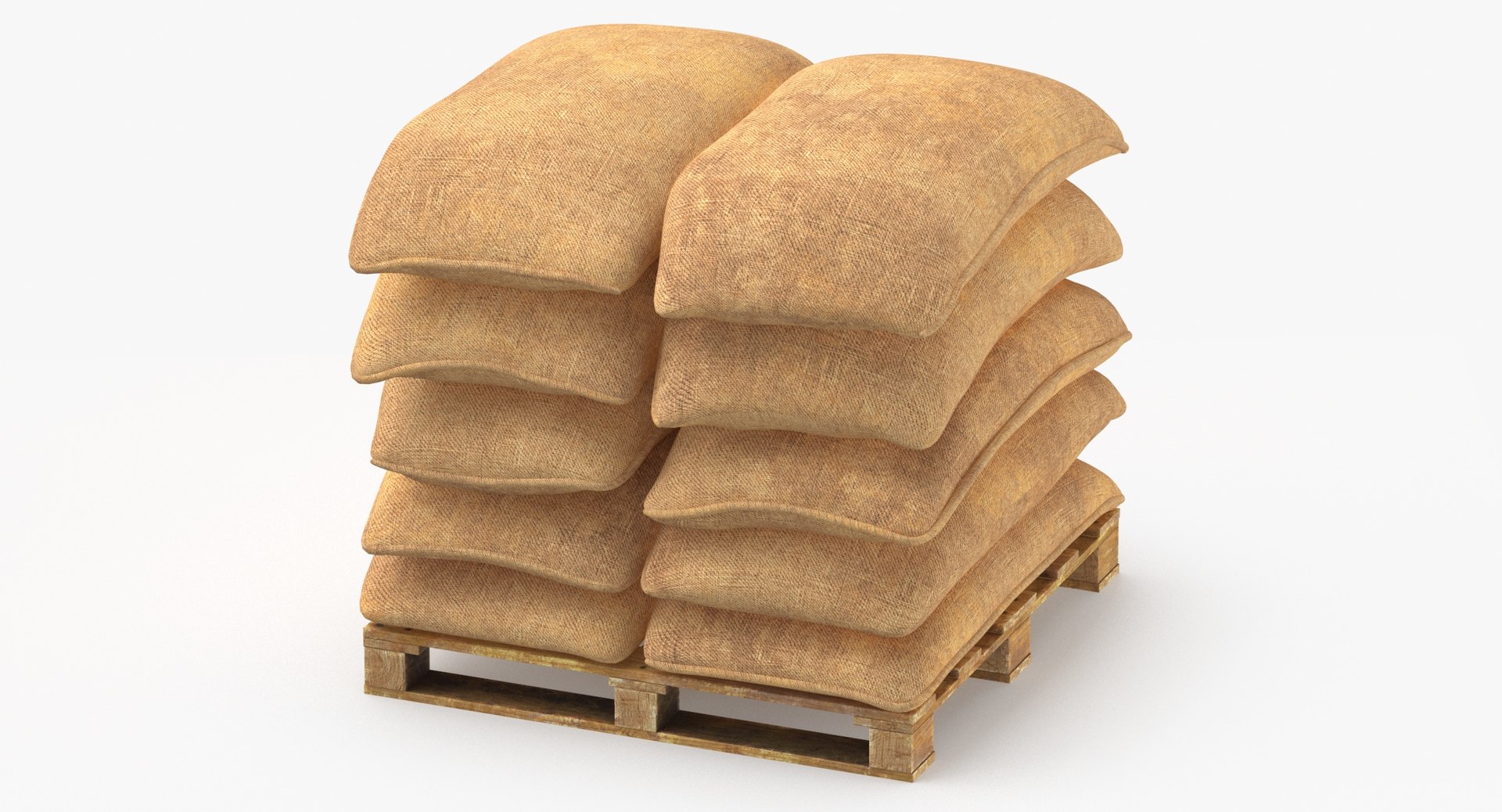 3D model Cargo Burlap Sacks Pallet Secured and Stack - TurboSquid 1975668
