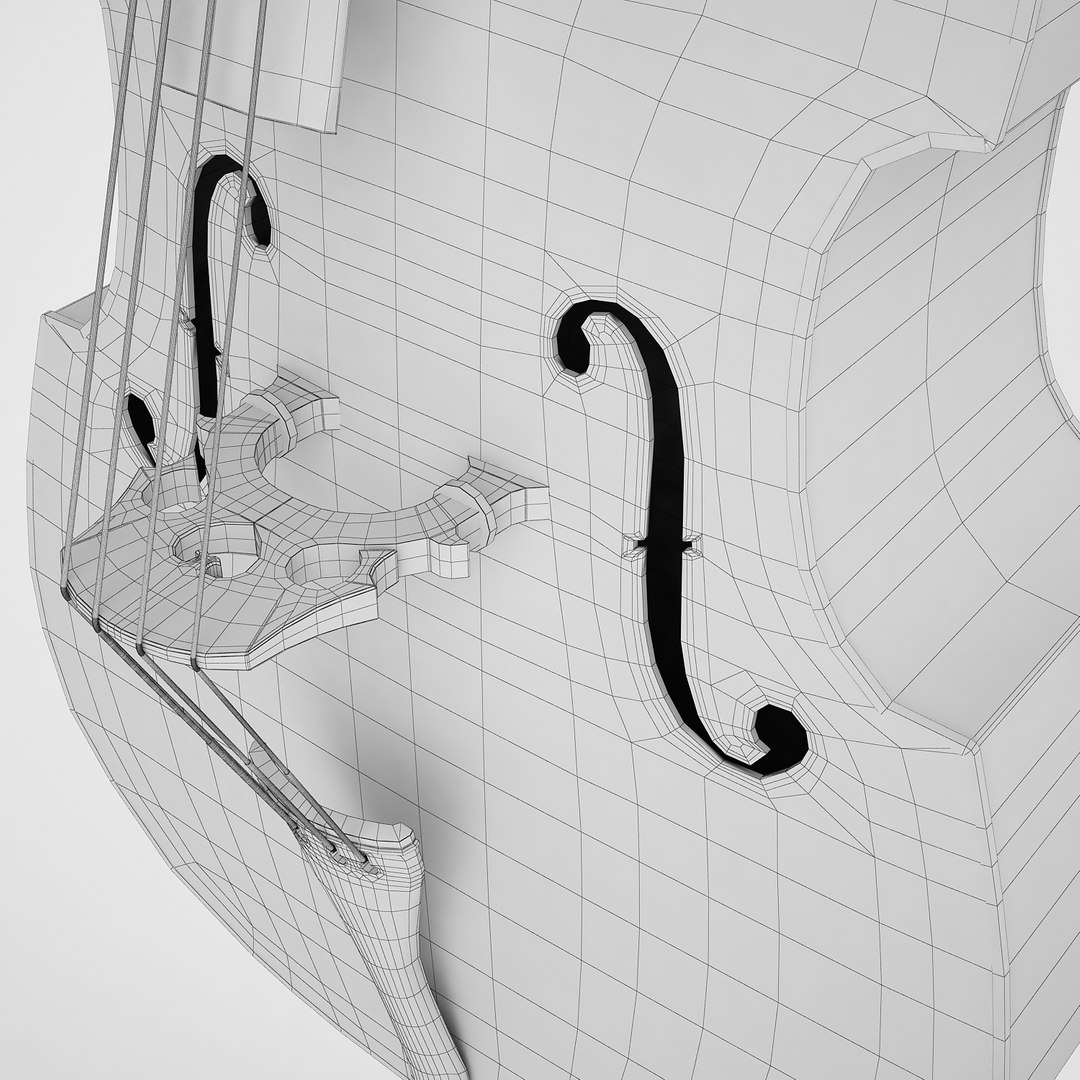 3d double bass black model