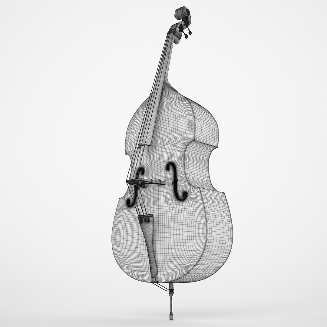 3d double bass black model