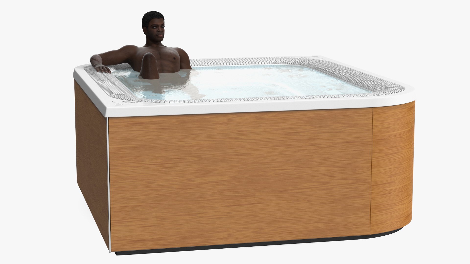 3D African American Man in Jacuzzi Virtus Hot Tub Rigged model ...