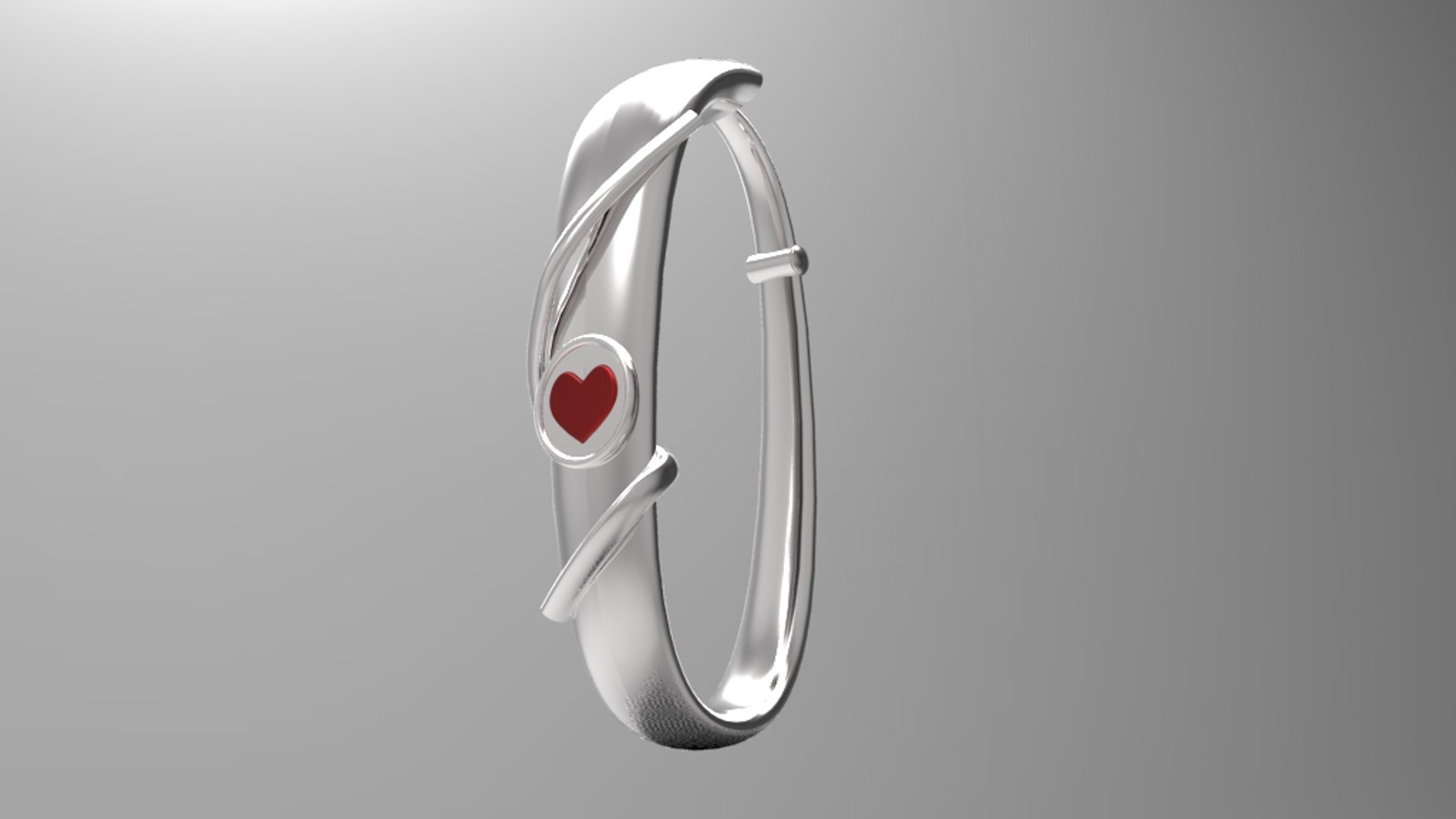 Silver Earring Heart 3d Model