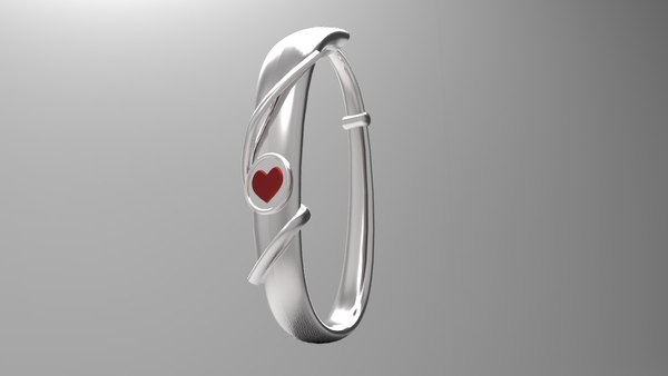 silver earring heart 3d model