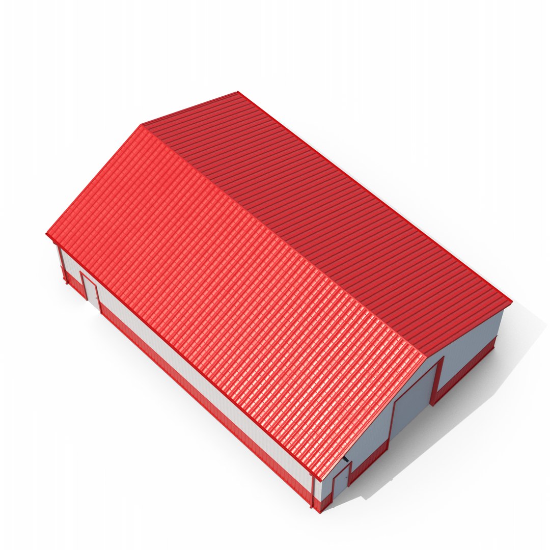 Red Industrial Building Model - TurboSquid 2157451