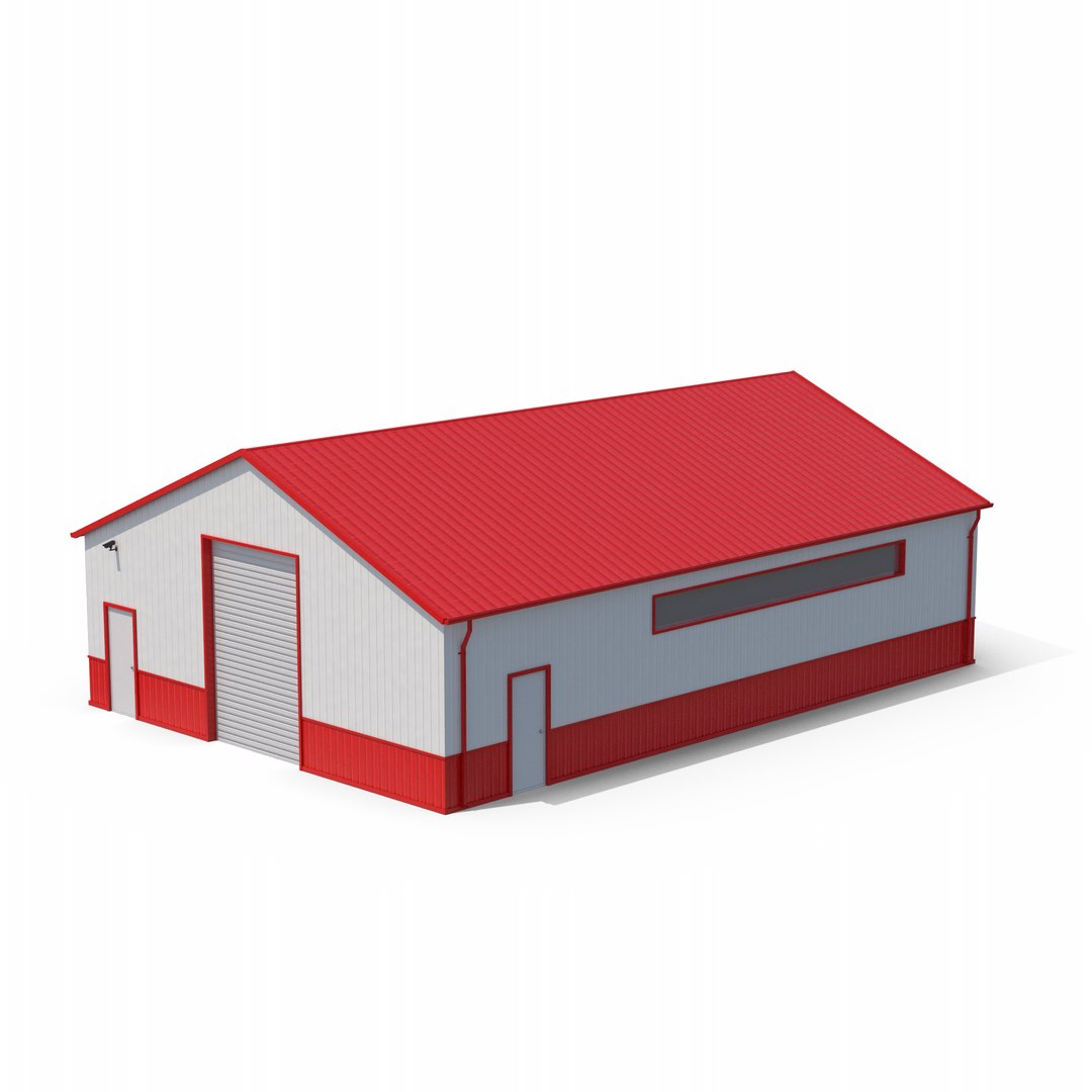 Red Industrial Building Model - TurboSquid 2157451