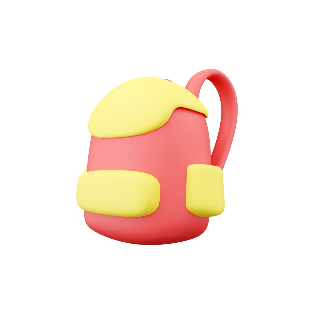Red School Backpack Icon 3D Model - TurboSquid 2066067