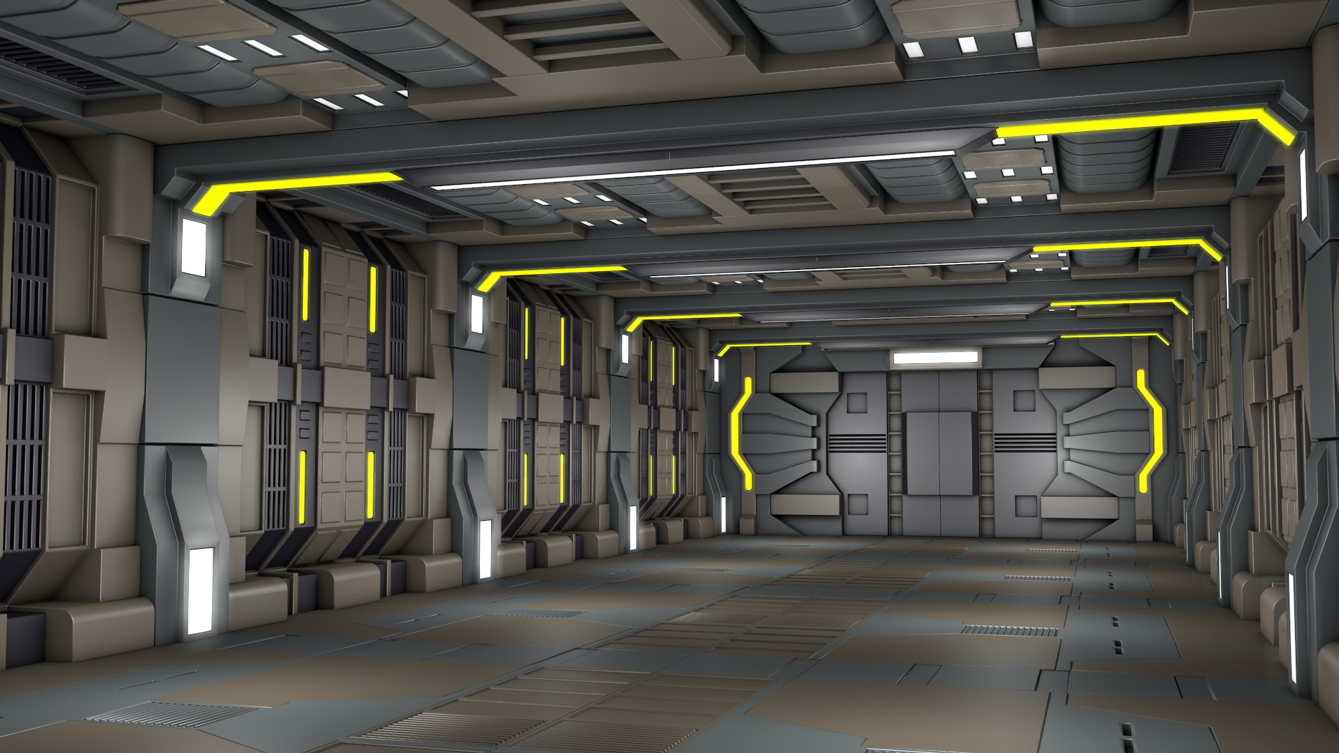 Sci Fi Corridor Interior 3D Model - TurboSquid 2517959