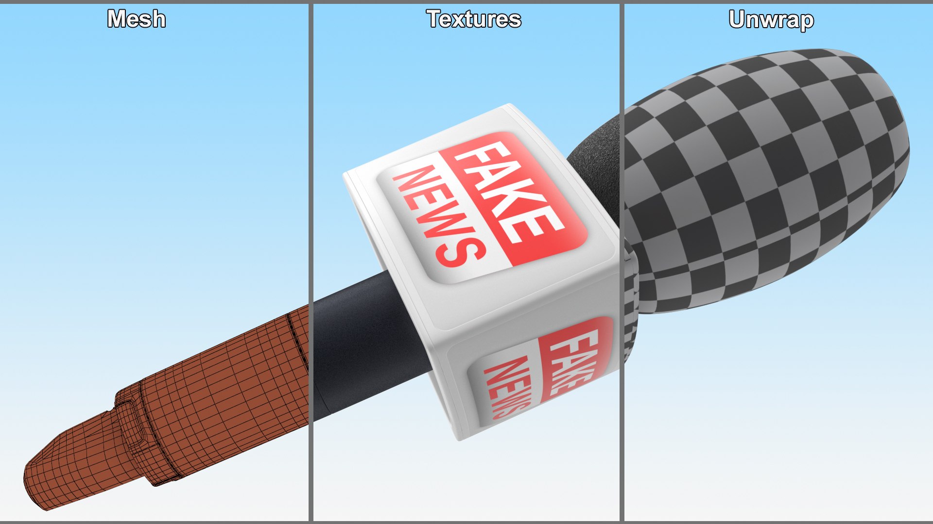Fake News Handheld Microphone Triangular 3D model - TurboSquid 2169052
