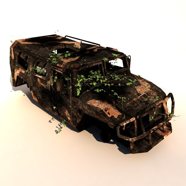 3d model wrecked bus