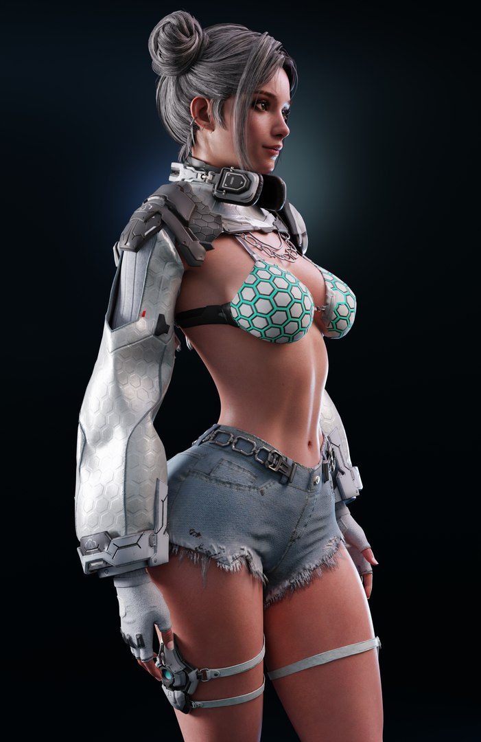 3d Sexy Scifi Girls Pack Naked And Outfits Rigged Turbosquid 2329518