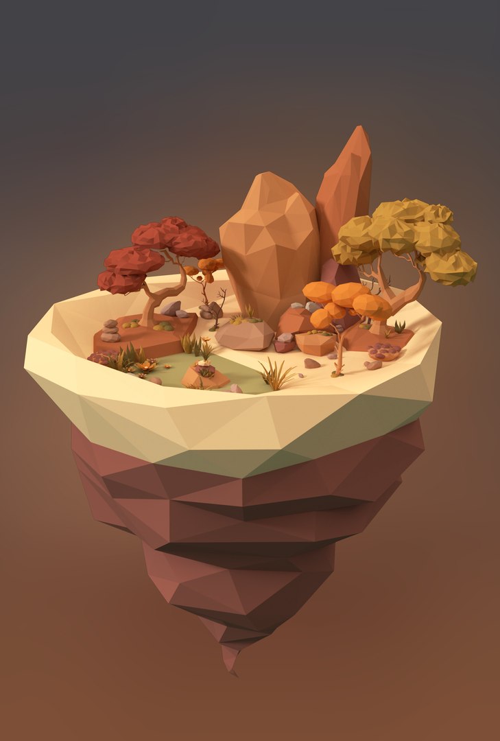 Cartoon Style Floating Island -Autumn -LOW POLY 3D model - TurboSquid ...