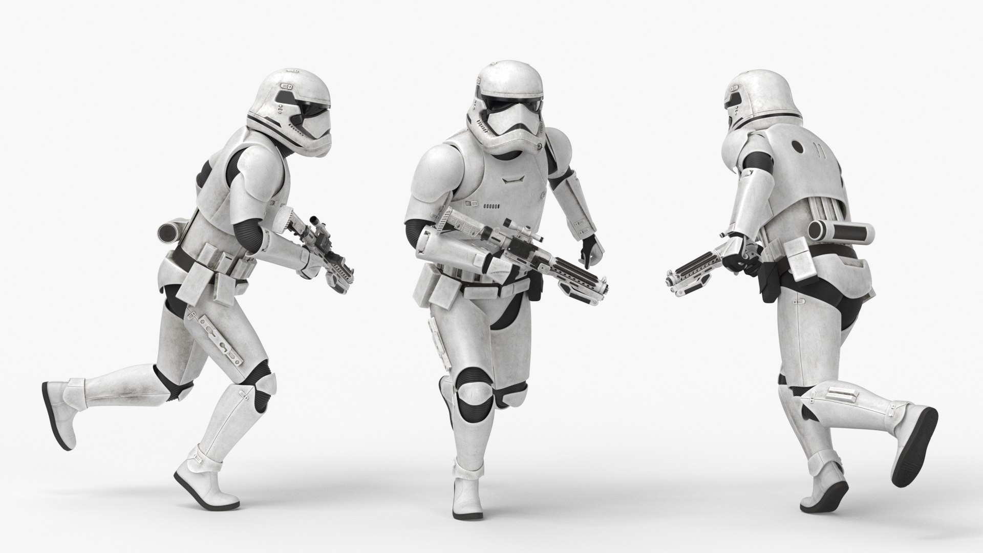 Dirty First Order Stormtrooper With Blaster Running 3D Model ...