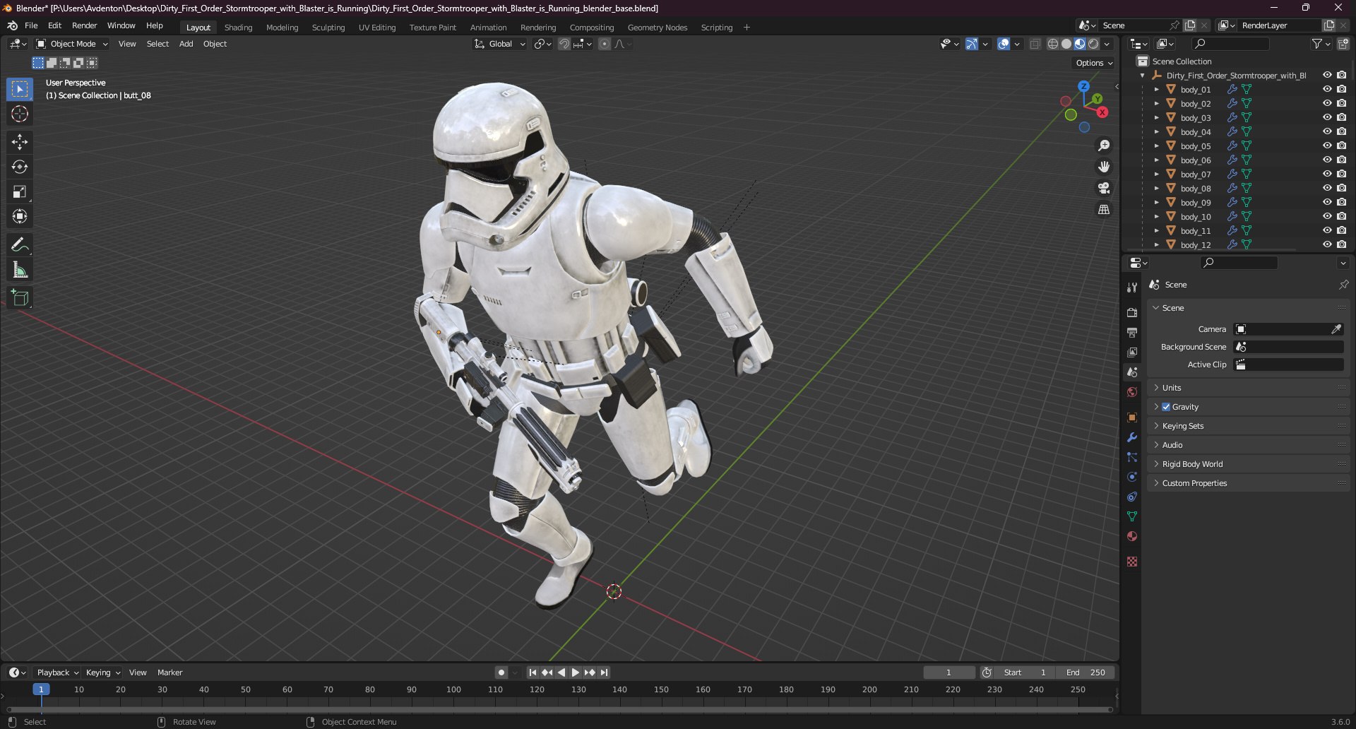 Dirty First Order Stormtrooper With Blaster Running 3D Model ...
