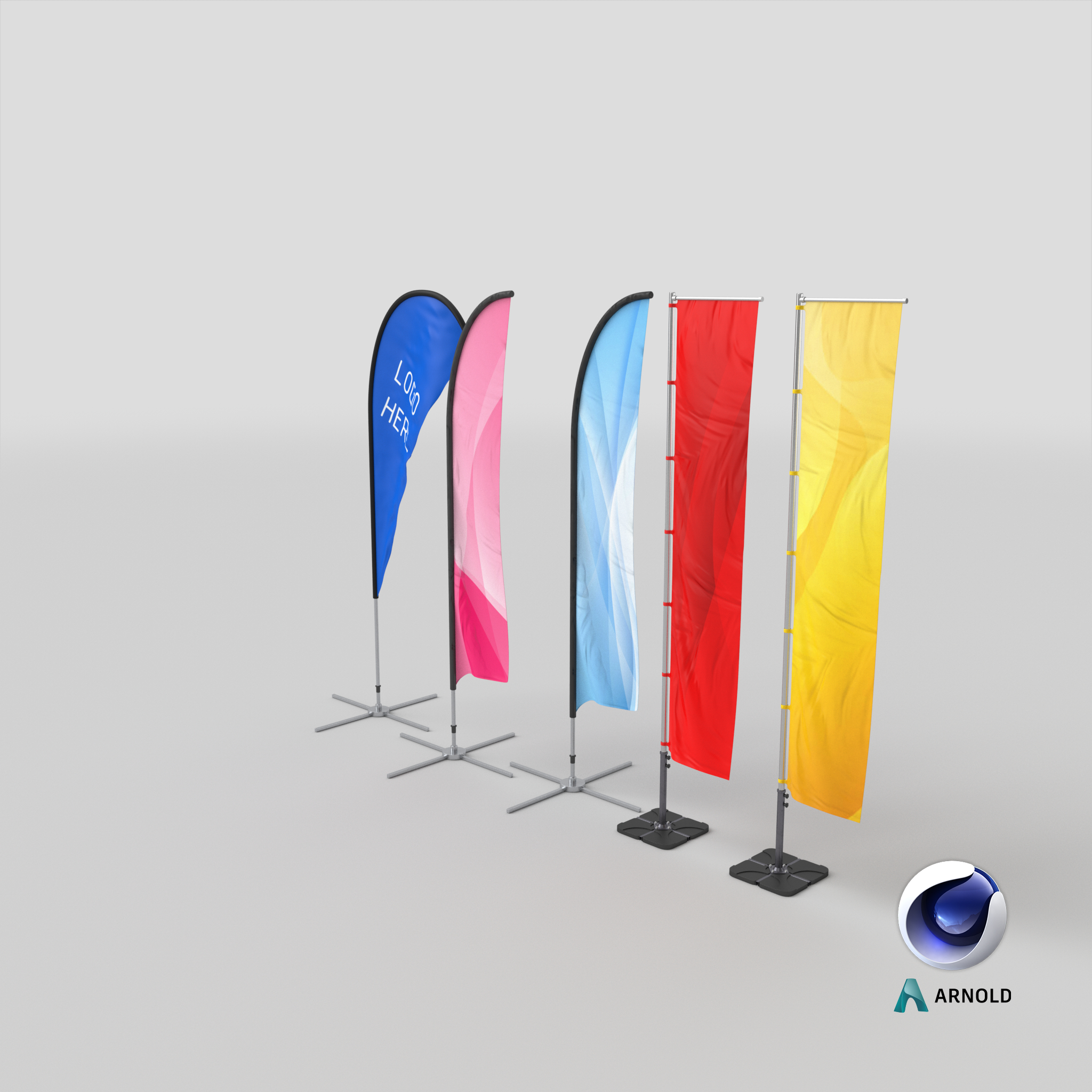 3D real flag banners - TurboSquid 1713139