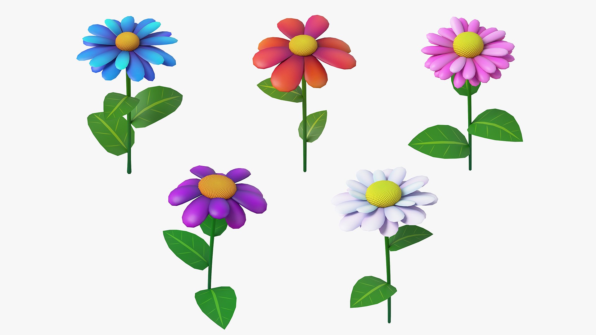 3D Model Cartoon Flowers Collection - TurboSquid 2049434