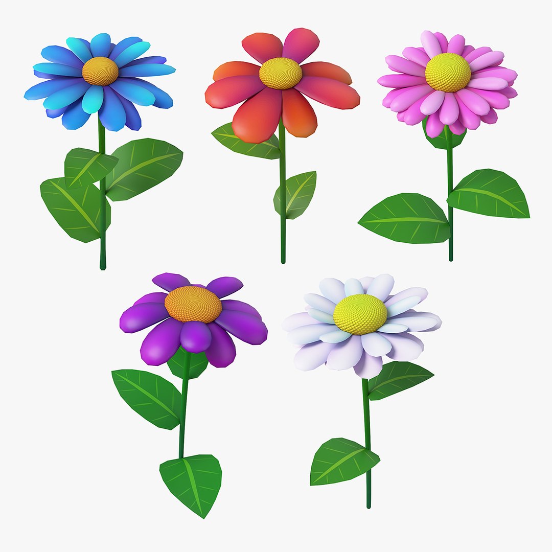 3D model Cartoon Flowers Collection - TurboSquid 2049434