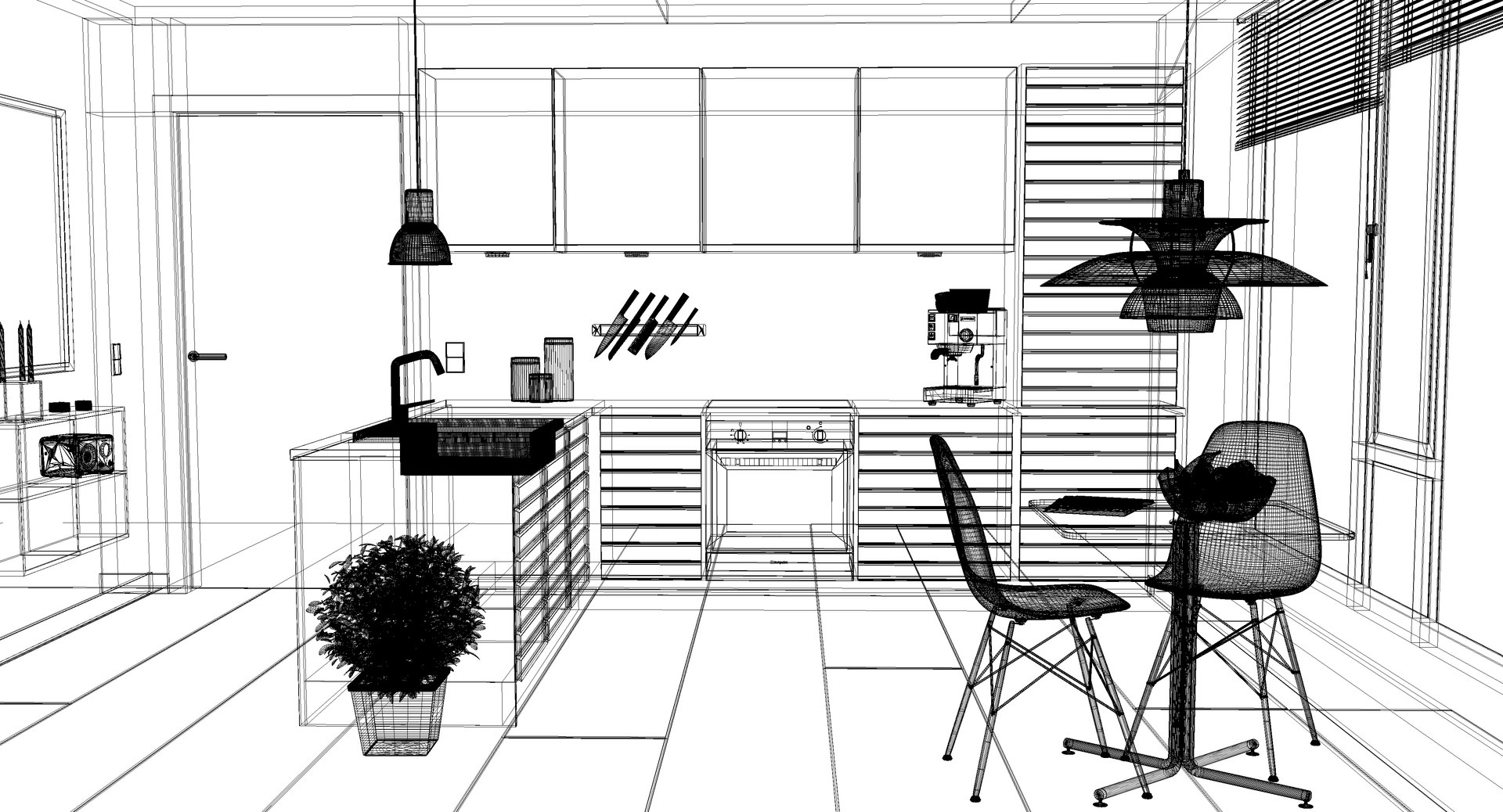 Modern Kitchen Interior 001 3d Dxf