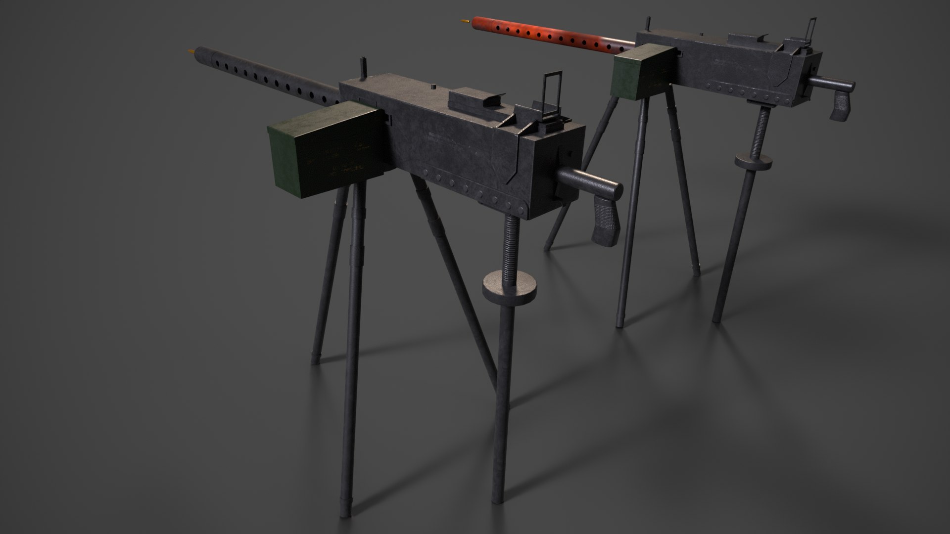 MachineGun Browning M1919 3D Model - TurboSquid 2093376
