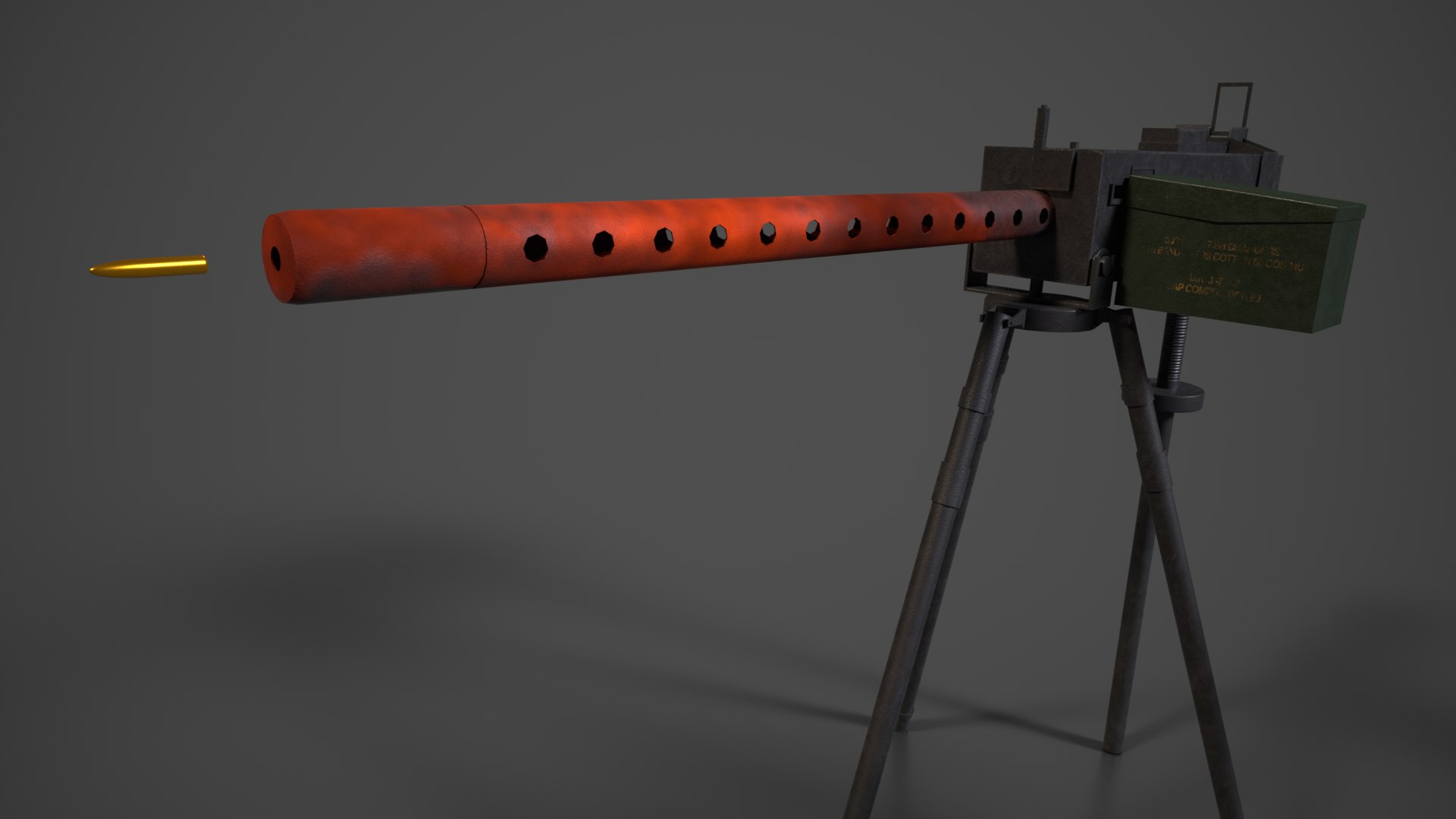 MachineGun Browning M1919 3D Model - TurboSquid 2093376