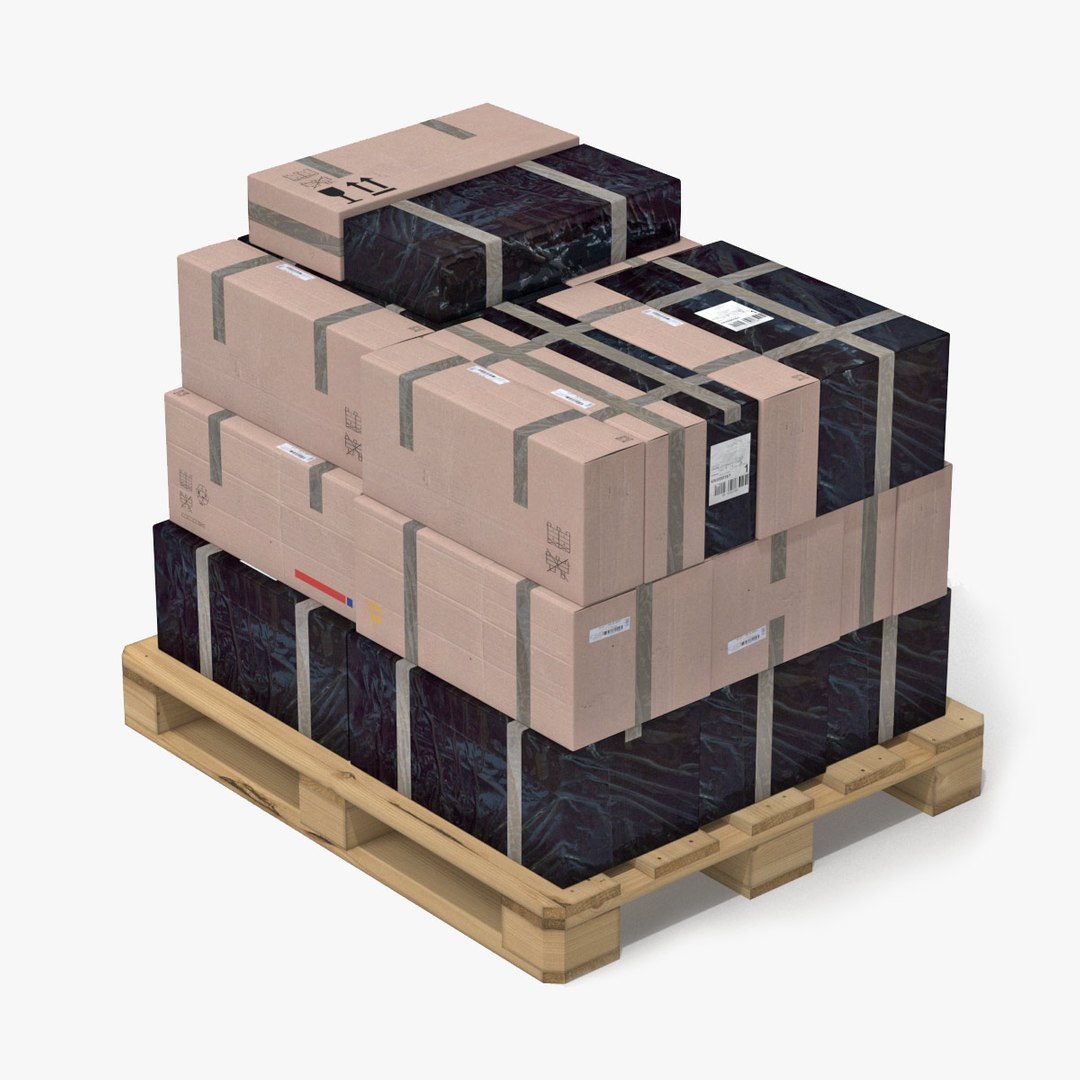 3D Cardboard Box On Pallet PBR 2 - TurboSquid 2192499