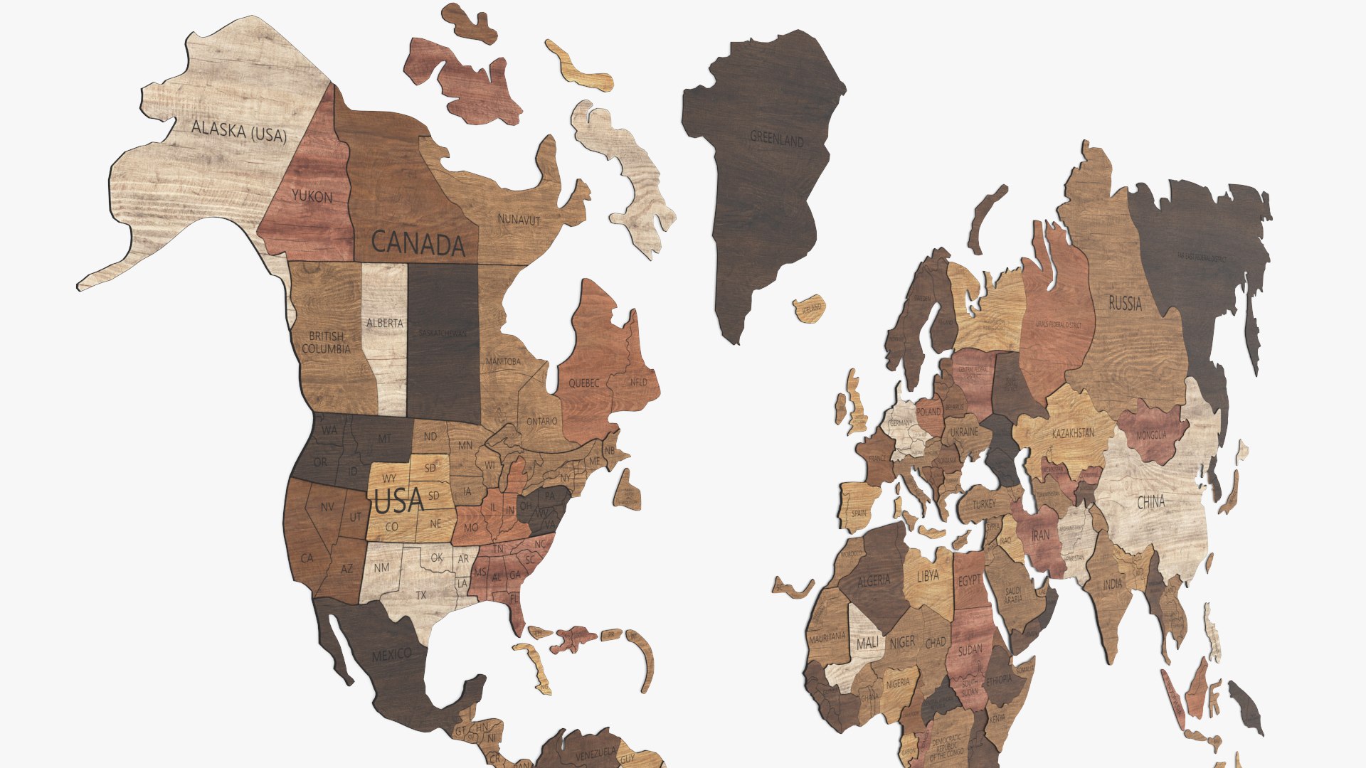 3D Model Wood World Map Wall Decor - TurboSquid 2202821