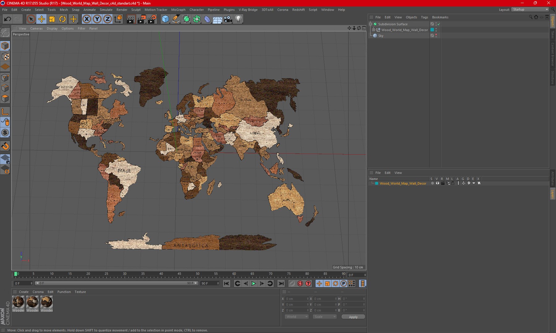 3D Model Wood World Map Wall Decor - TurboSquid 2202821