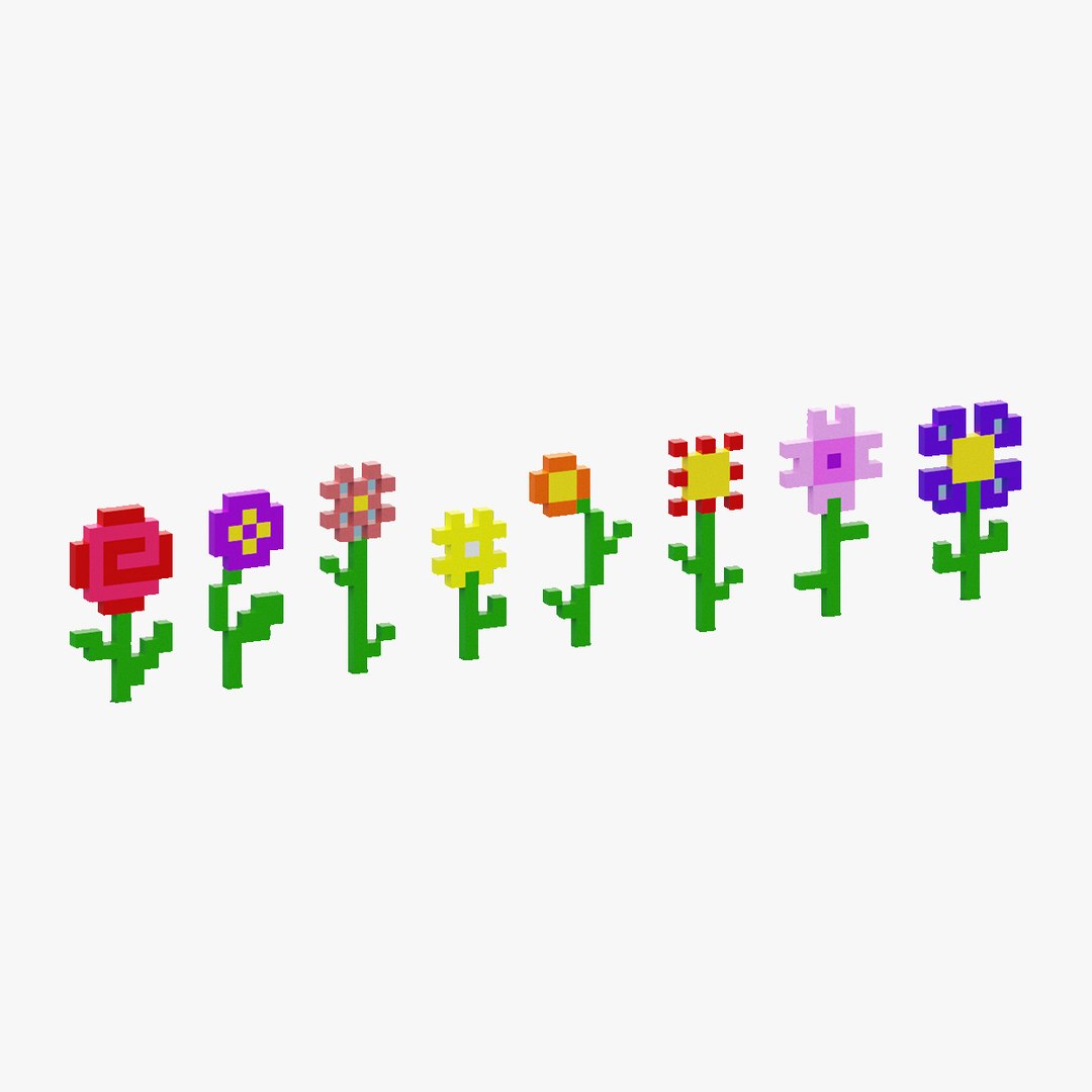 Pixel Flowers 3D Model - TurboSquid 1933760