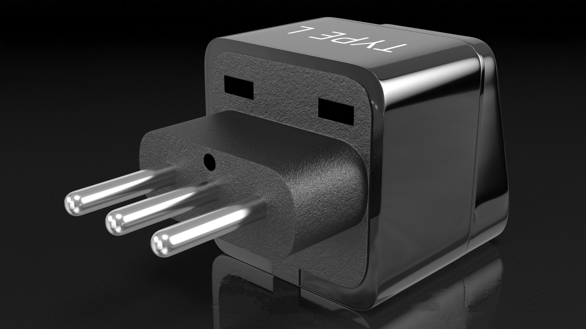 Type L Universal Plug Adapter Black Model - TurboSquid 1839181