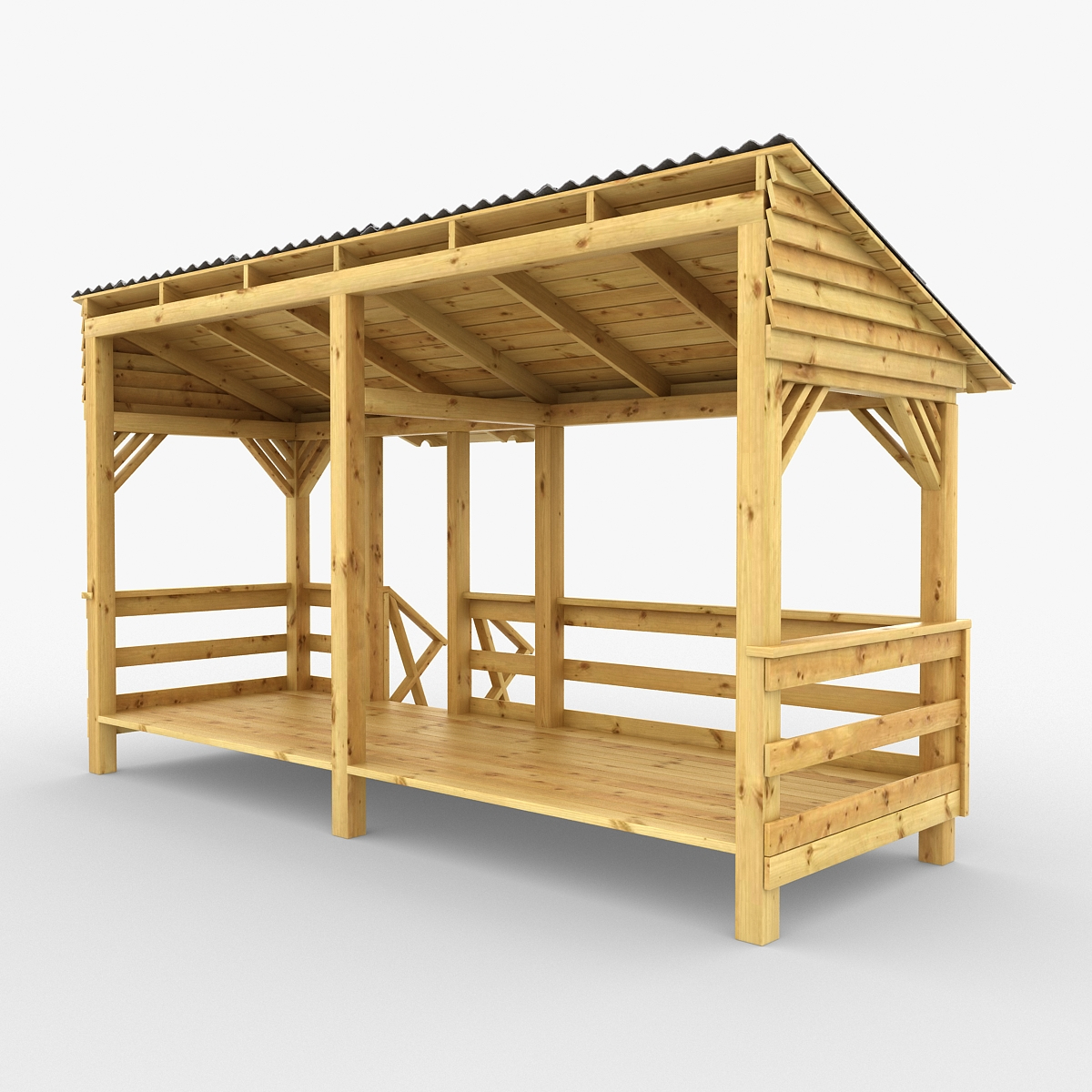 wooden veranda 3d max