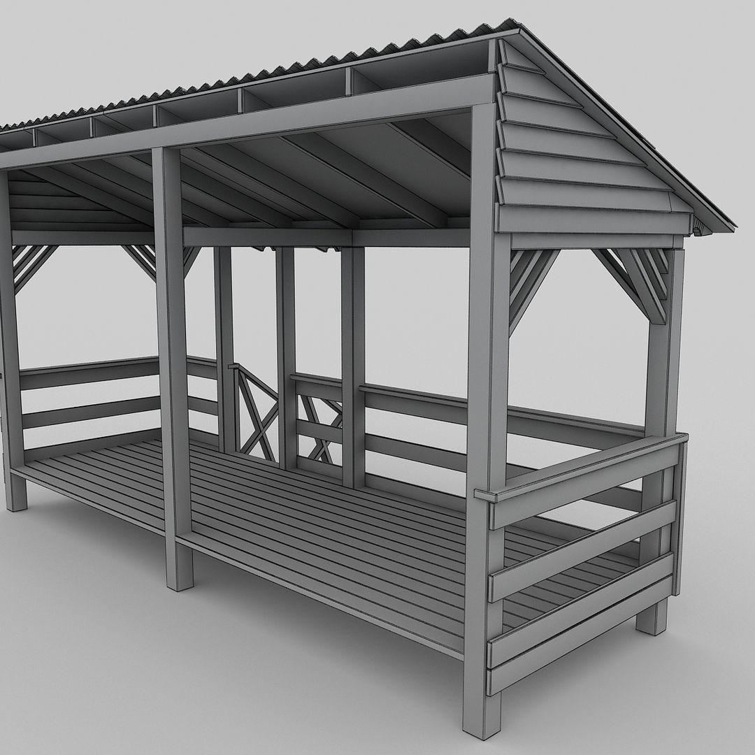 wooden veranda 3d max