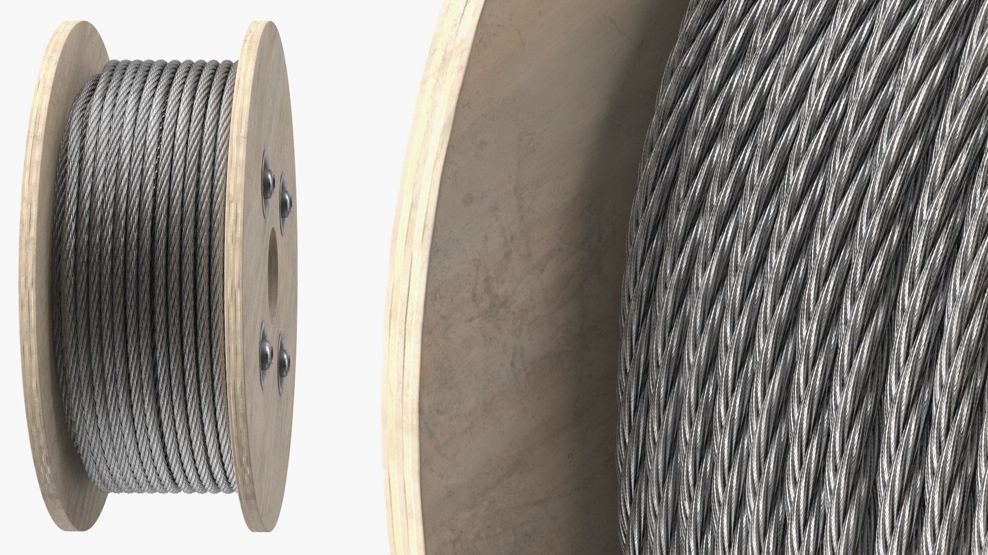 3D Srawl Warp Steel Rope Wooden Coil Model - TurboSquid 2051141