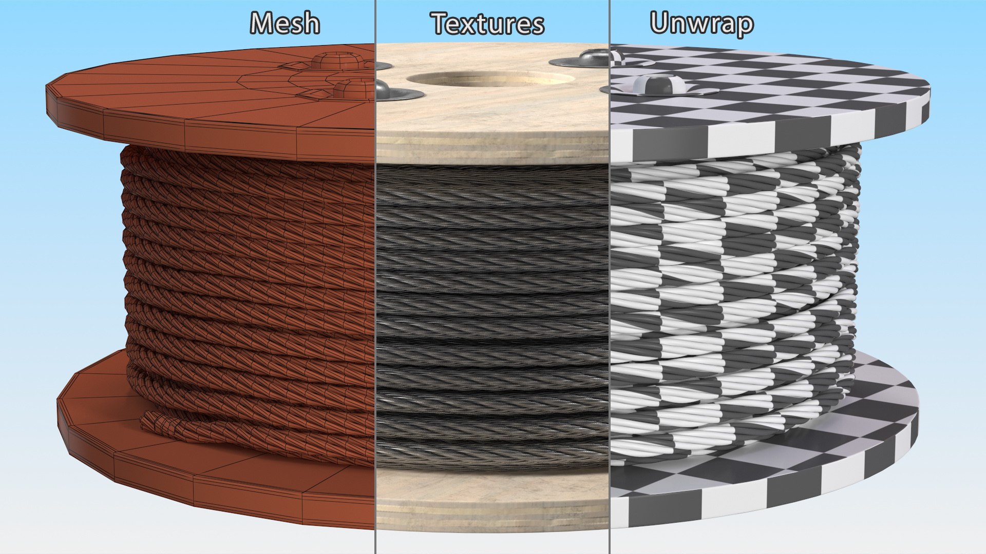 3D Srawl Warp Steel Rope Wooden Coil Model - TurboSquid 2051141