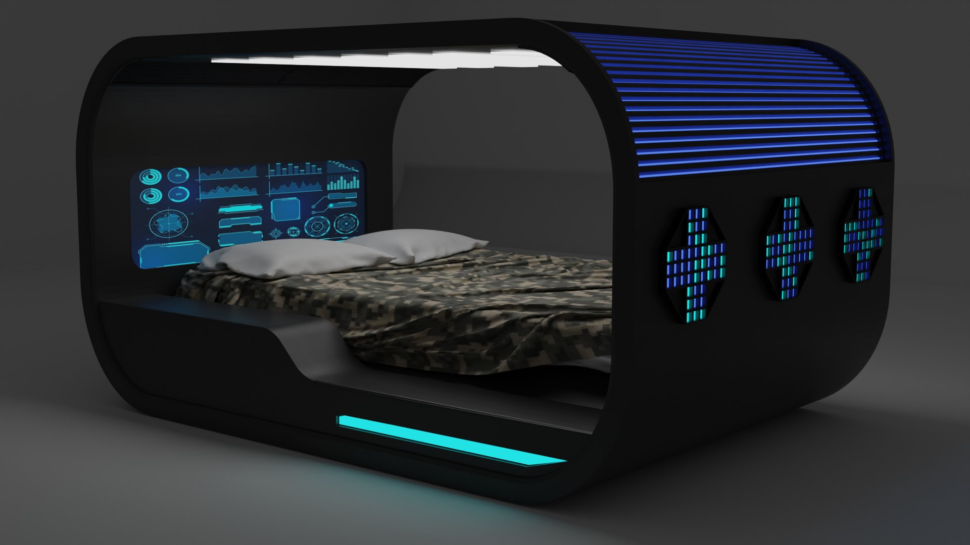 3D Futuristic Bed 3D Model - TurboSquid 2008786