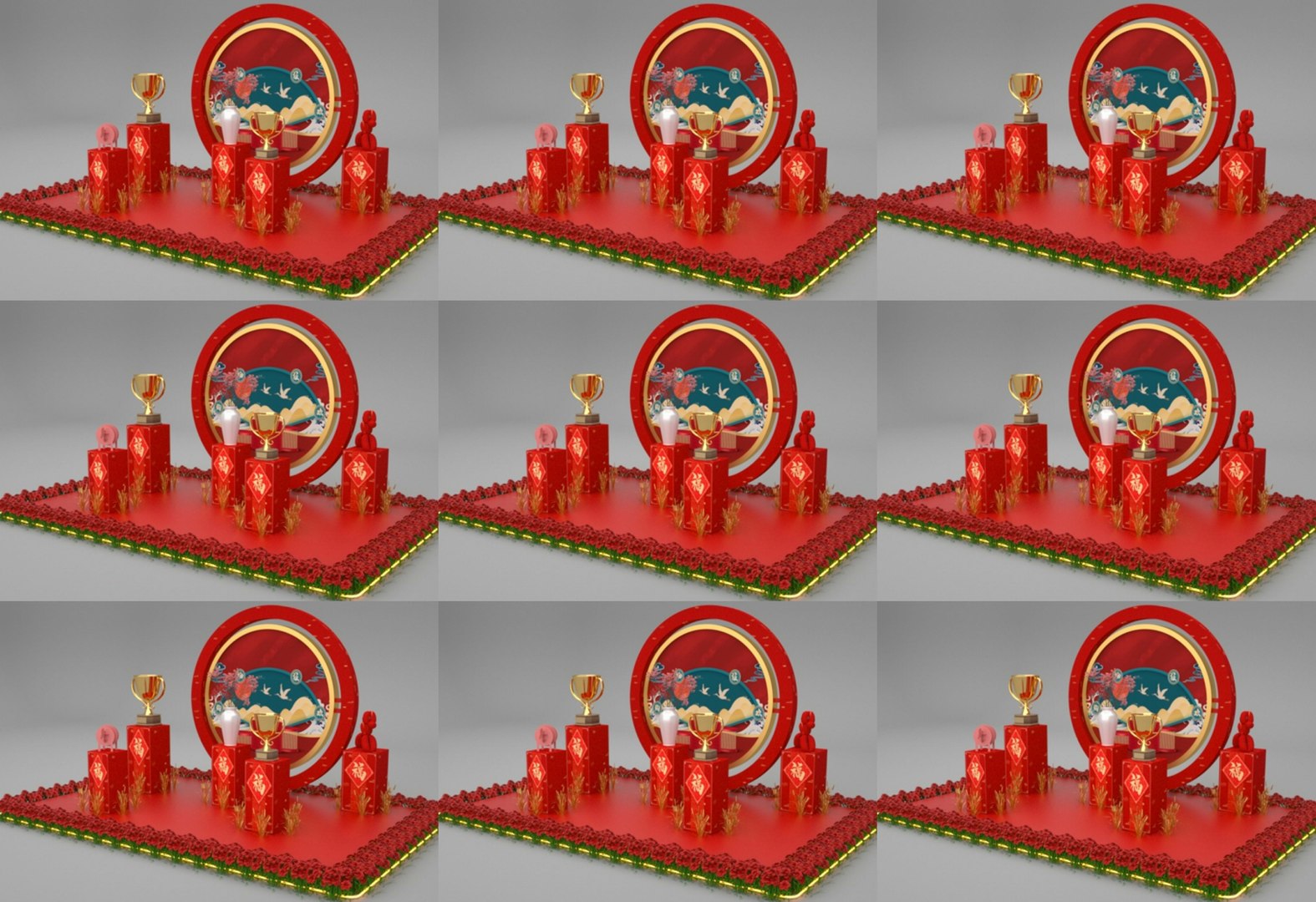 Flowers beauty Chen Chinese knot screen product display Chinese style ...