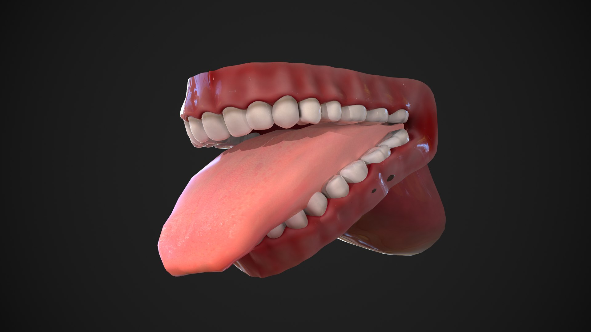 Ental Mouth And Teeth Model Rigged For Animation Or Printing Low-poly ...