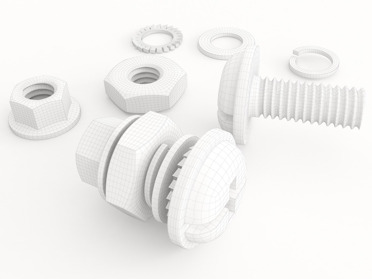 Screw with nut 08 3D model - TurboSquid 1859138