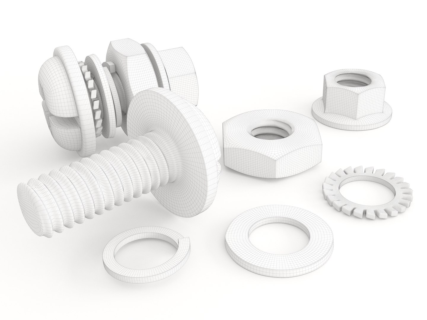 Screw with nut 08 3D model - TurboSquid 1859138