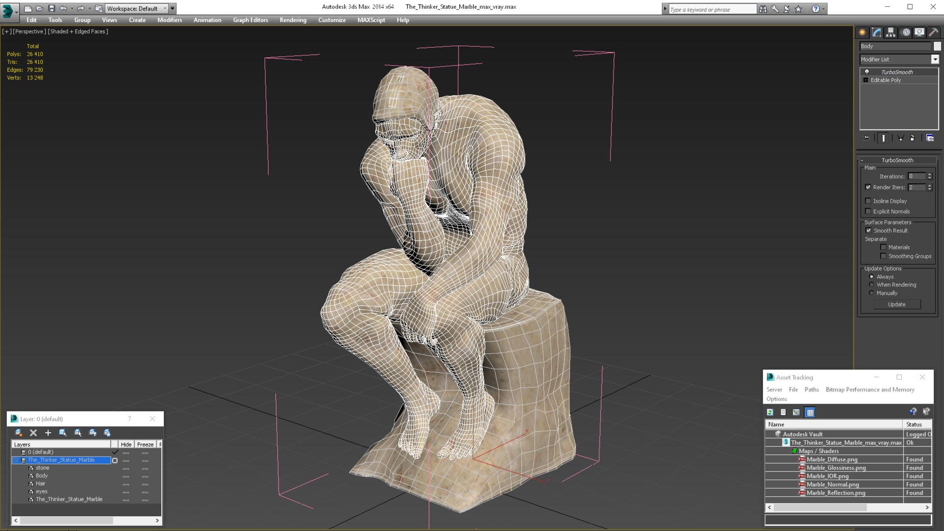 The Thinker Statue Marble 3D Model - TurboSquid 1905943