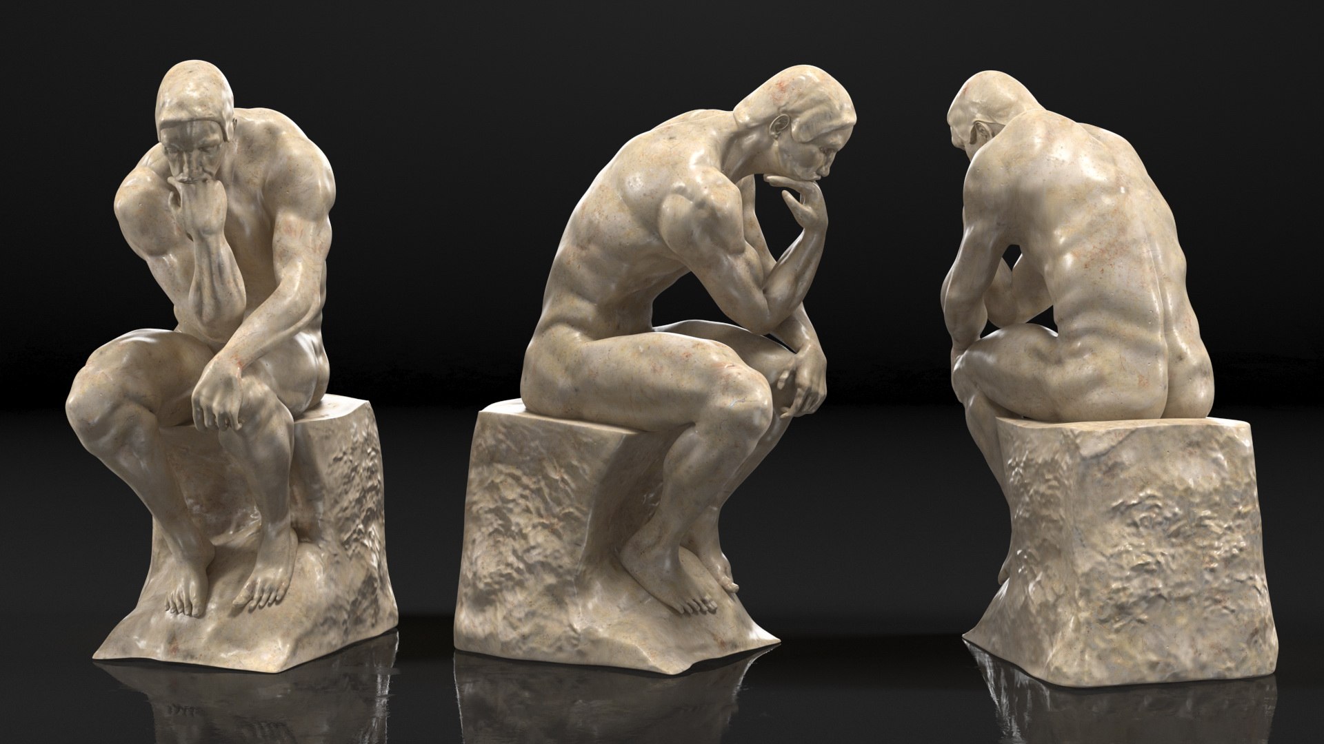 The Thinker Statue Marble 3D Model - TurboSquid 1905943