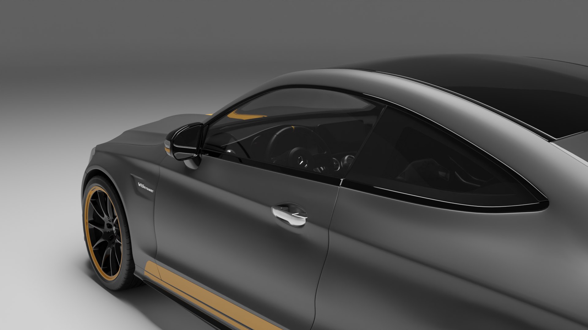 3D MERCEDES BENZ C63 COUPE YELLOW STRIPE Model - TurboSquid 2241356