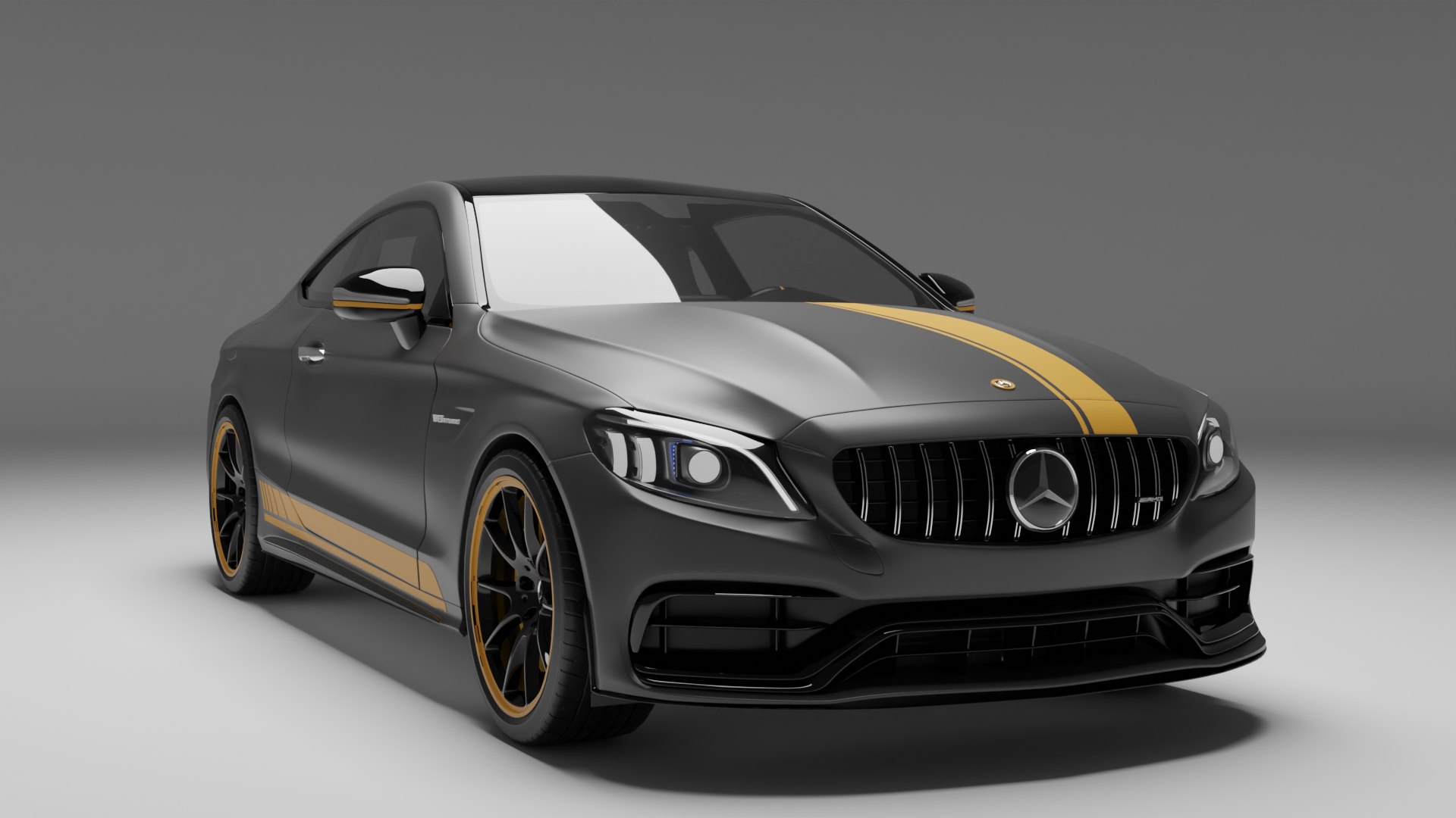 3D MERCEDES BENZ C63 COUPE YELLOW STRIPE Model - TurboSquid 2241356