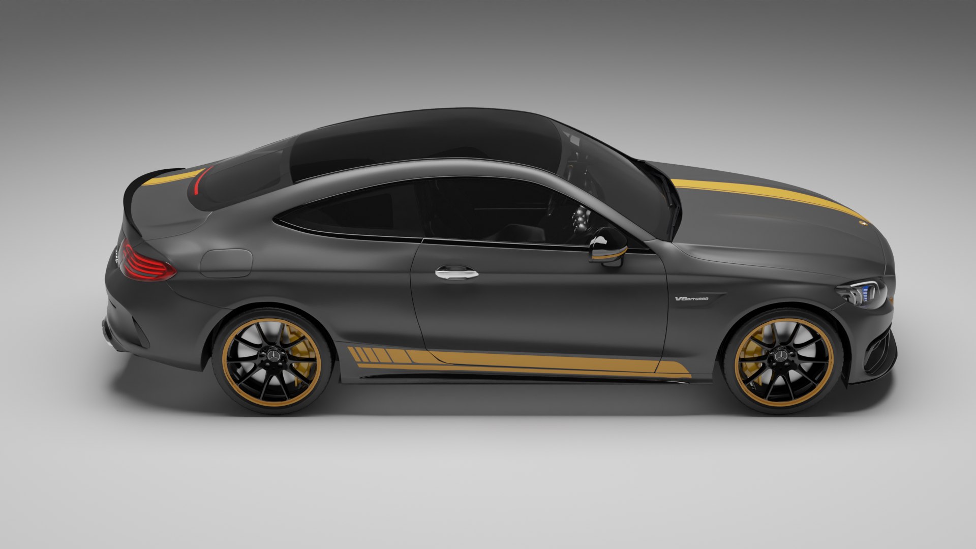 3D MERCEDES BENZ C63 COUPE YELLOW STRIPE Model - TurboSquid 2241356