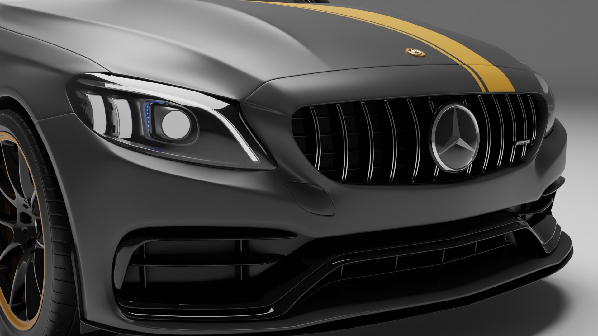 3D MERCEDES BENZ C63 COUPE YELLOW STRIPE Model - TurboSquid 2241356