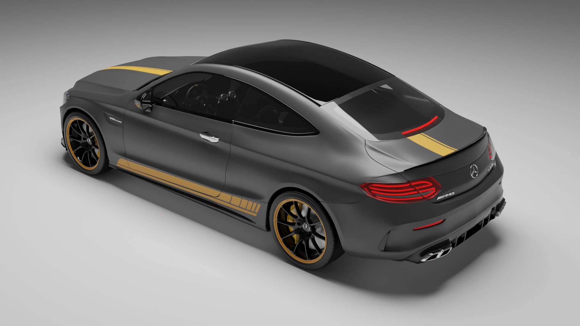 3D MERCEDES BENZ C63 COUPE YELLOW STRIPE Model - TurboSquid 2241356