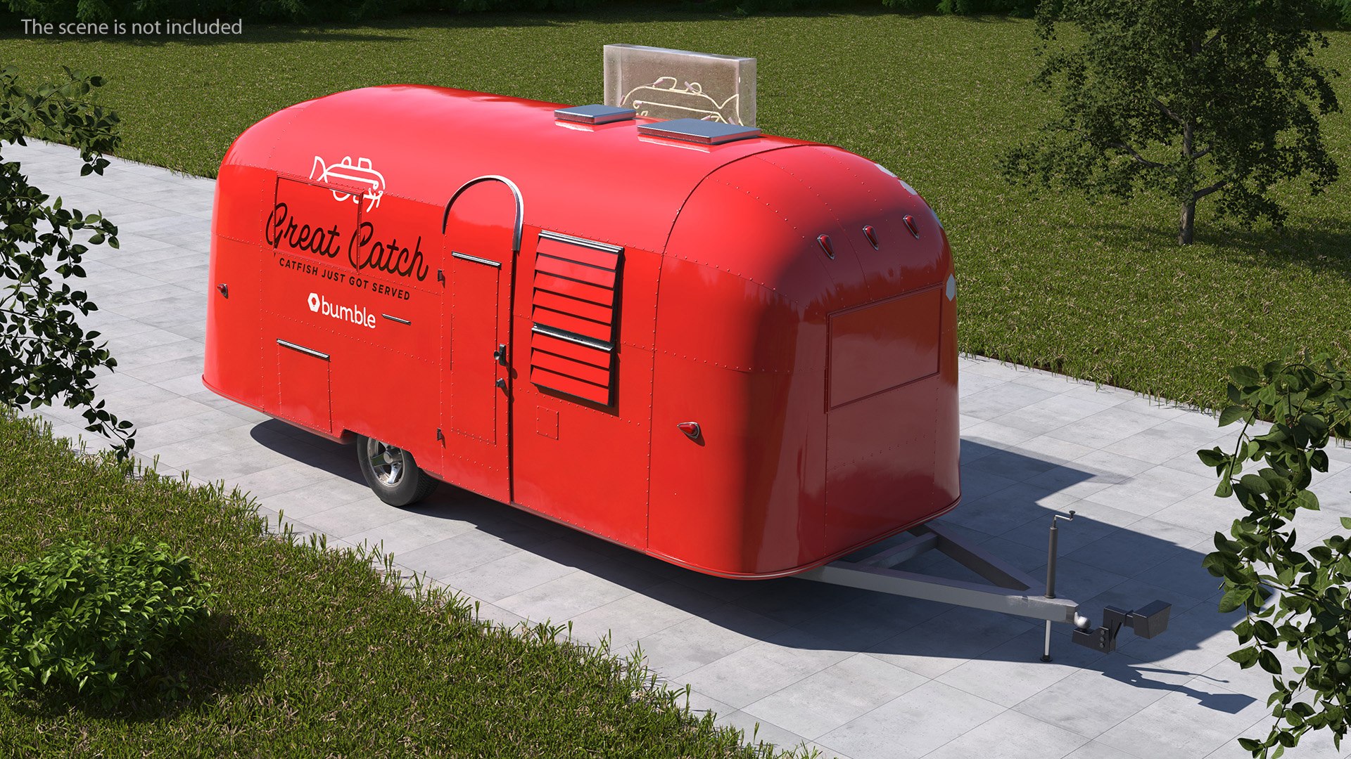 Small Mobile Food Cart Red Mockup 3D - TurboSquid 2054600