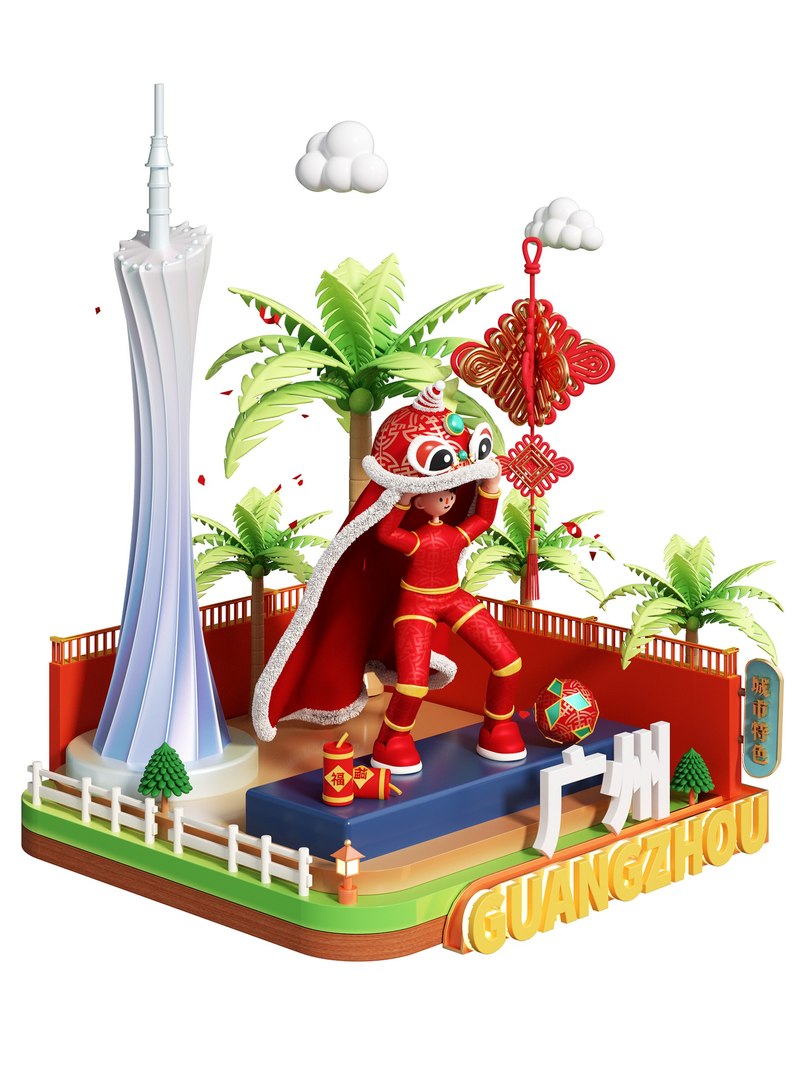 3D Guangzhou Cartoon Characteristic Model - TurboSquid 2027849