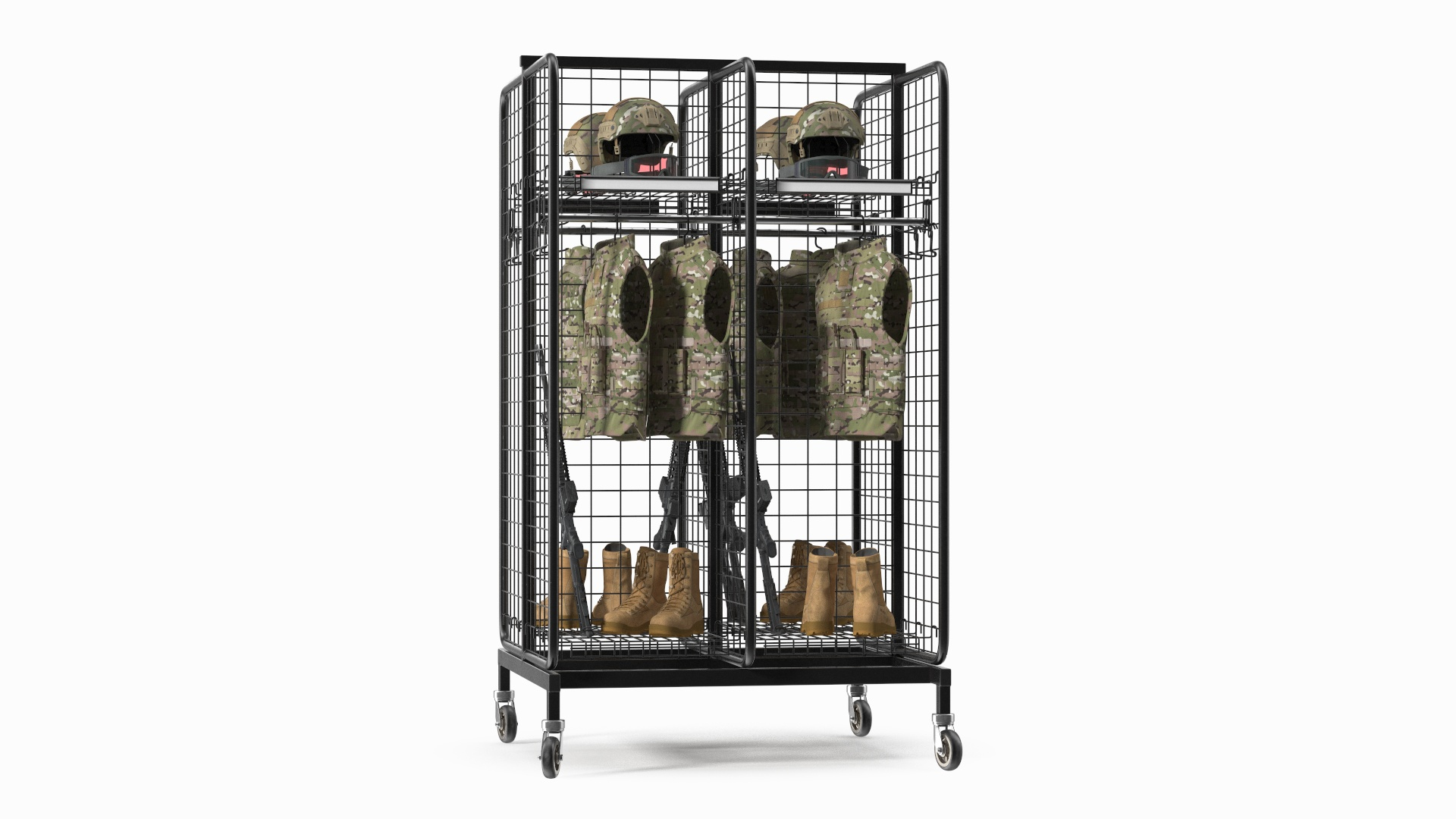 Military Wheeled Lockers With Gear 3D - TurboSquid 2389954